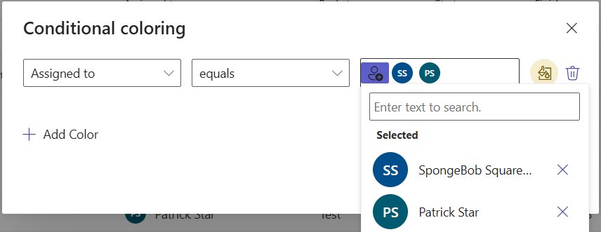 Conditional coloring in Microsoft Planner
